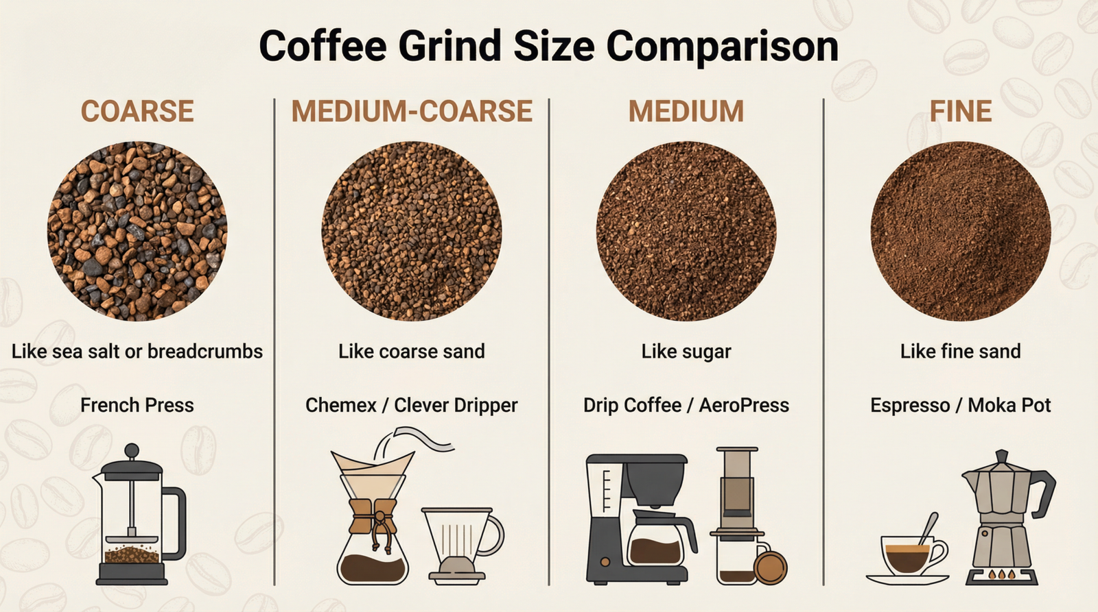 Grind Size Chart for Beginners (Simple Guide)